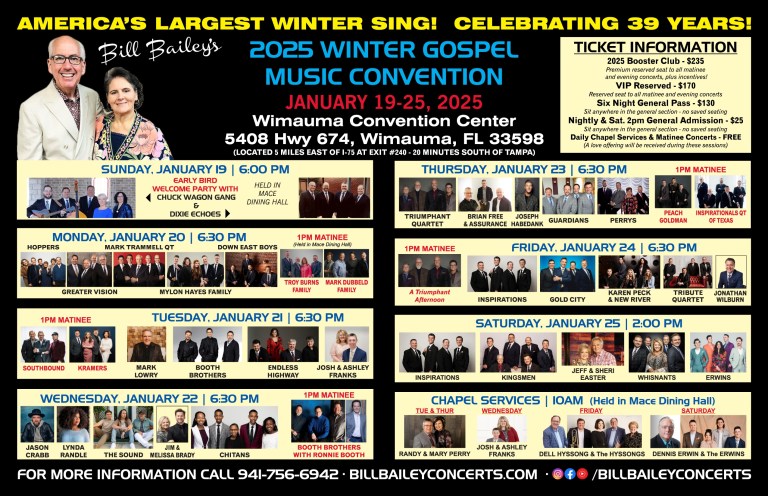 2025 WINTER GOSPEL MUSIC CONVENTION – Bill Bailey Concerts